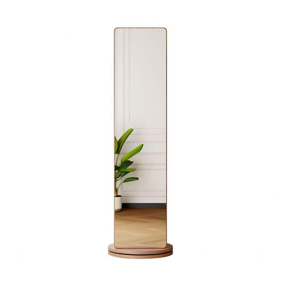 Walnut Brown 17.8 in. W x 66 in. H Rectangle Rubber Wood Rotating Full ...