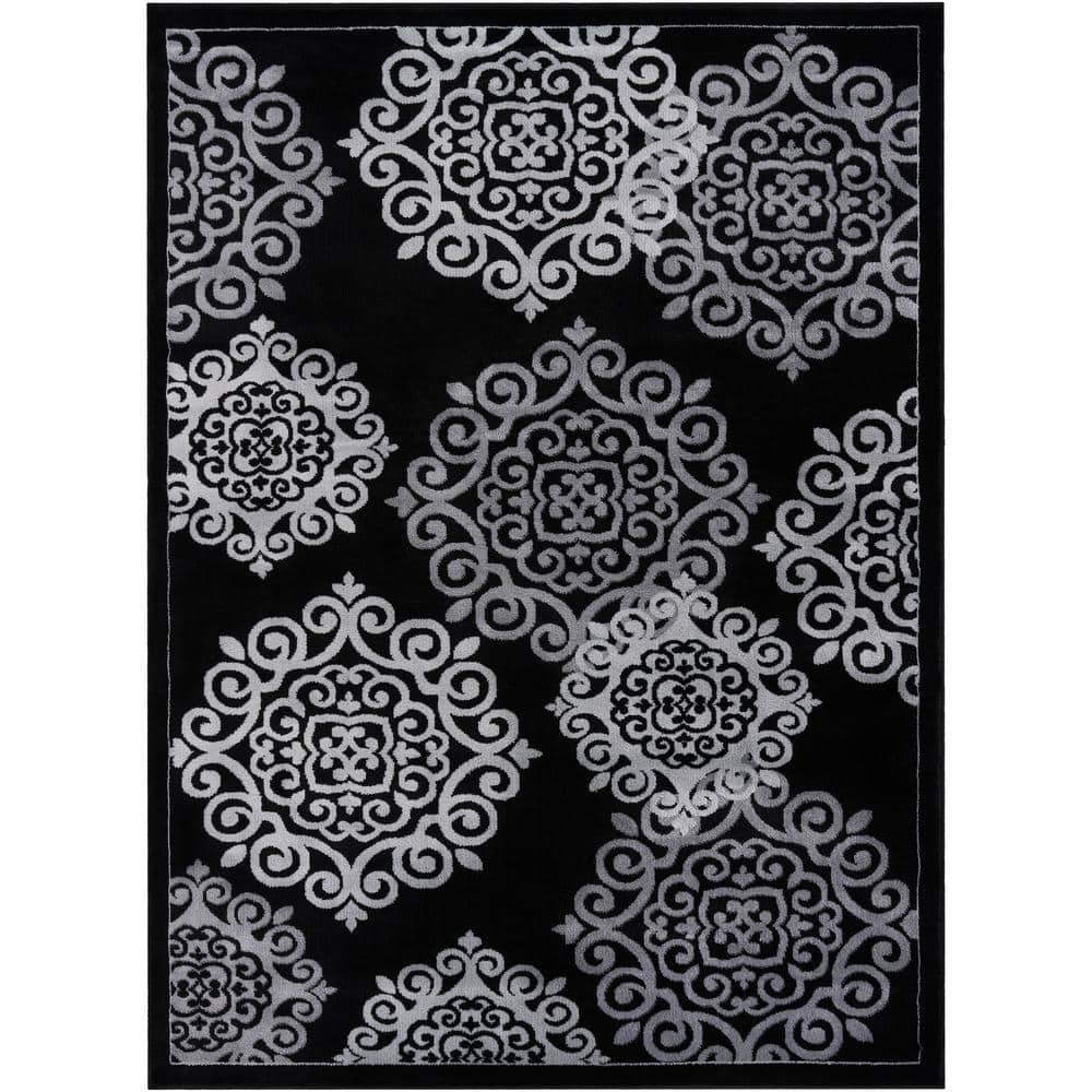 LUXE WEAVERS Lagos Collection Gray 5x7 Modern Floral Medallion Oriental ...