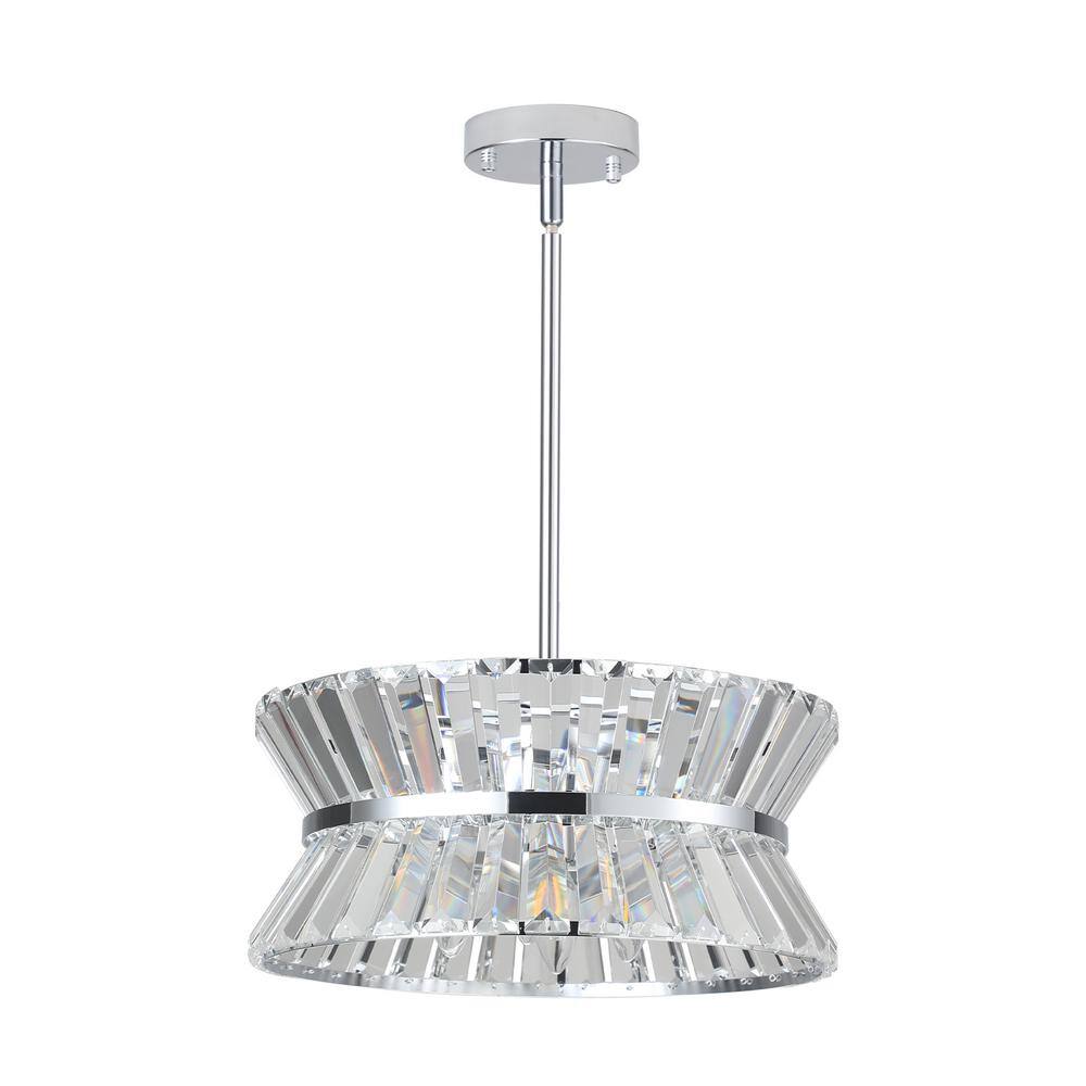 Sunpez 15.7 in. W 4-Light 4 x E12 Candle Crystal Chandelier Modern Light Fixture Round Pendant ...