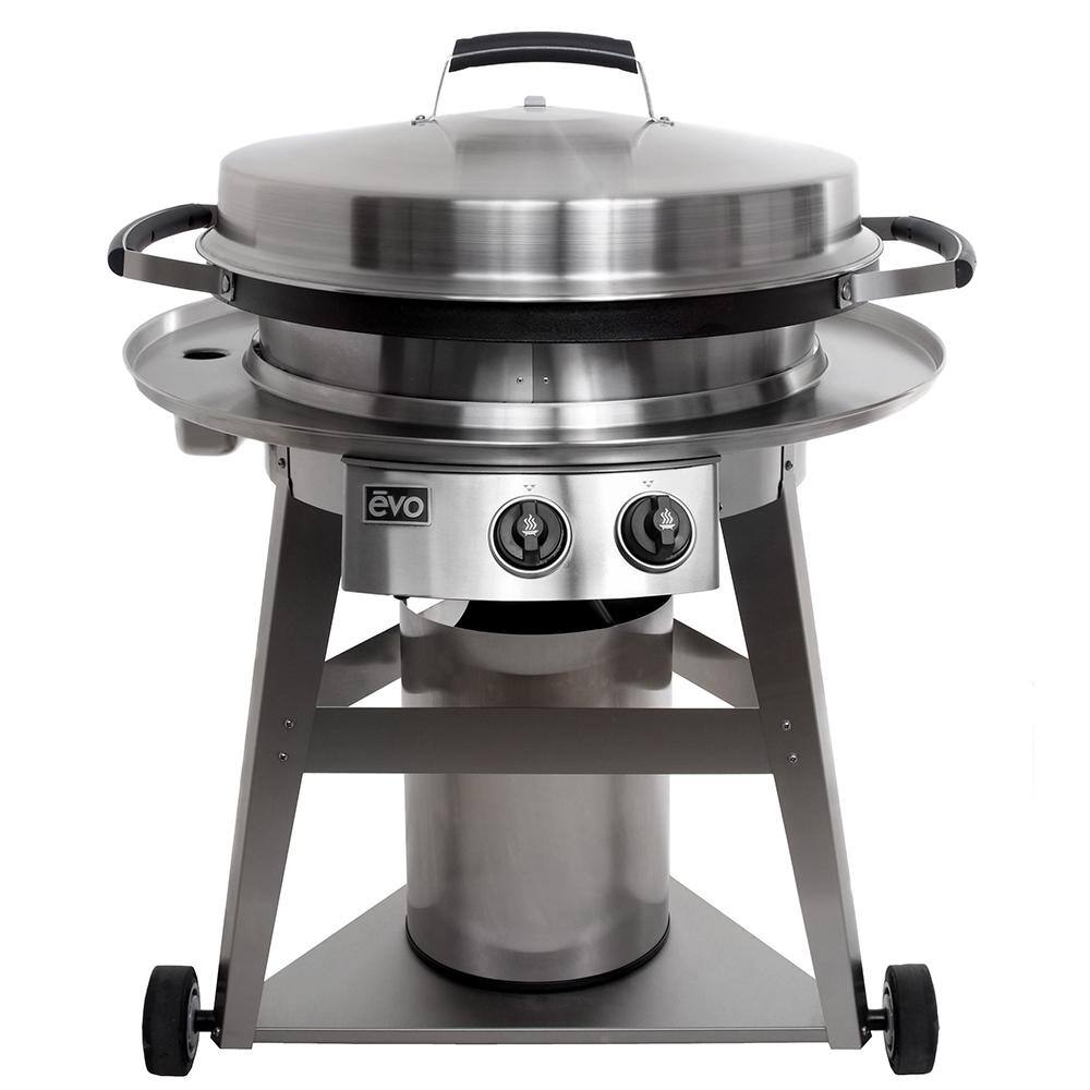 Evo Professional Wheeled Cart 2-Burner Natural Gas Grill in Stainless ...