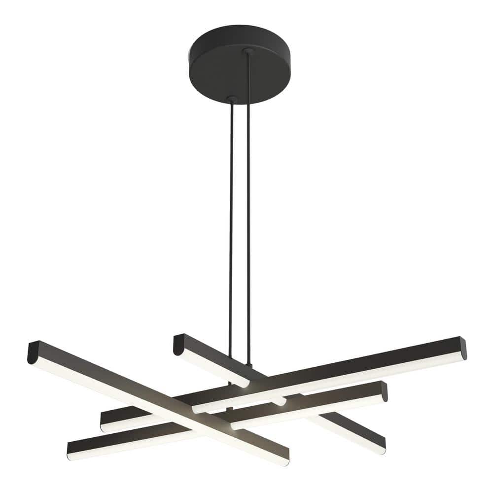 Artika Grid 30-Watt Modern Black 3CCT Integrated LED Chandelier Hanging ...