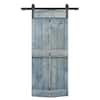 CALHOME 20 in. x 84 in. Mid-Bar Series Solid Core Denim Blue Stained DIY Wood Bi-Fold Barn Door ...
