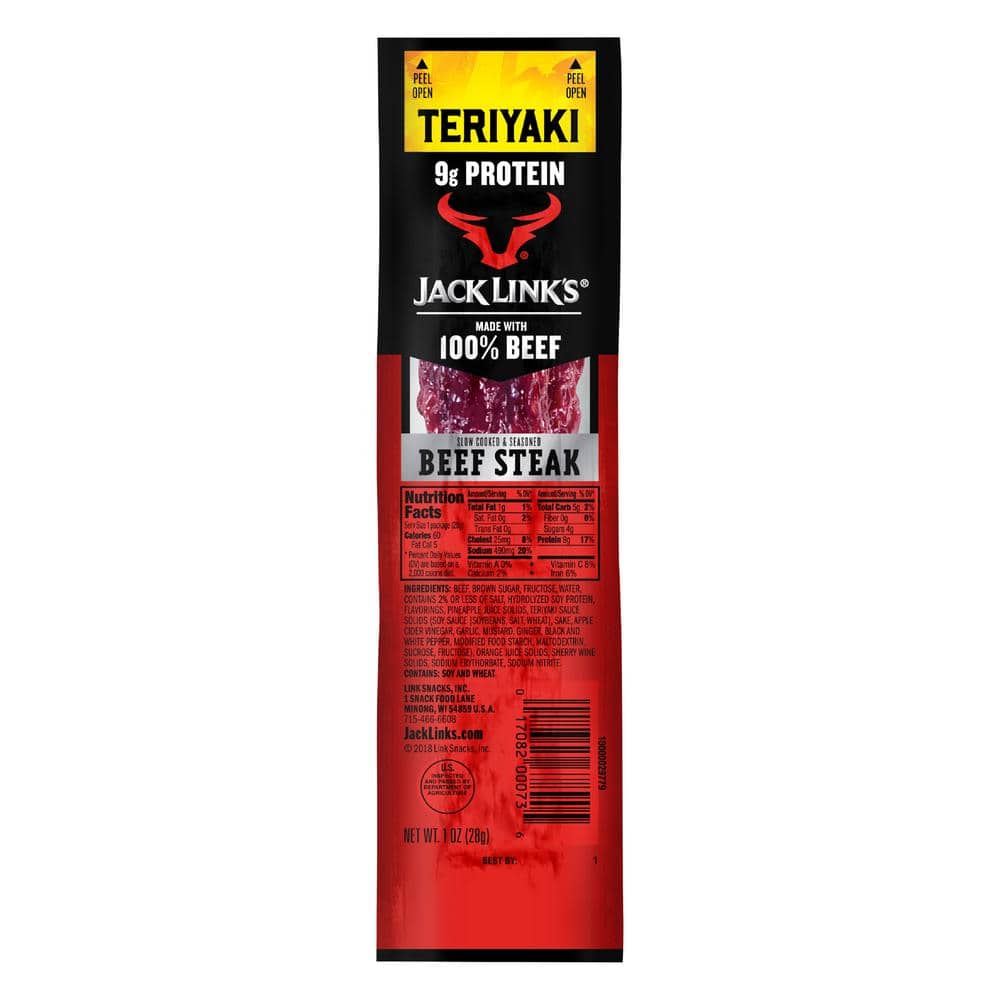 Jack Link's Meat Snacks 1 oz. Teriyaki Beef Steak 122786 - The Home Depot
