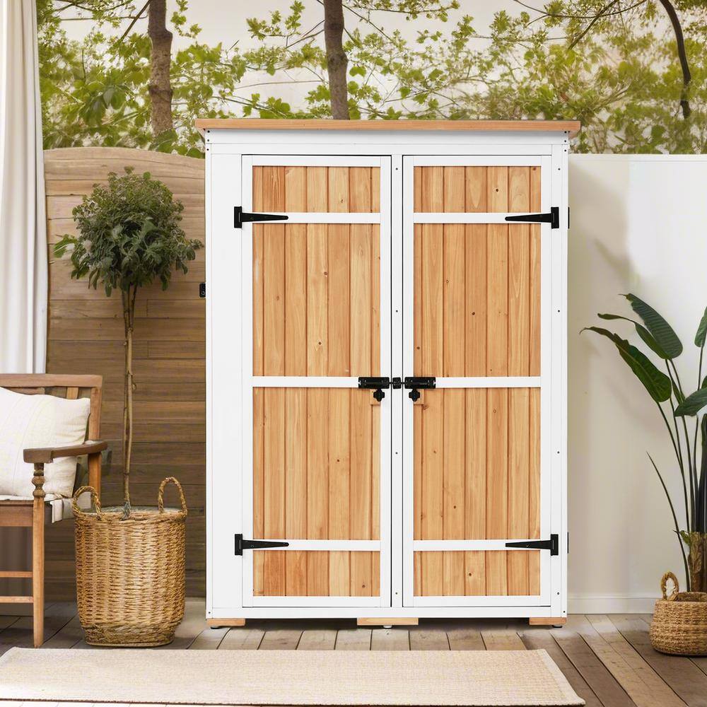 Boosicavelly 4.1 ft. W x 2.1 ft. D Natural Outdoor Wood Storage Shed with Waterproof Asphalt ...