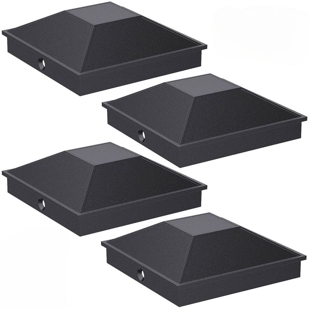 Afoxsos 4x4 Aluminum Metal Fence Post Caps Black with Waterproof Fade ...