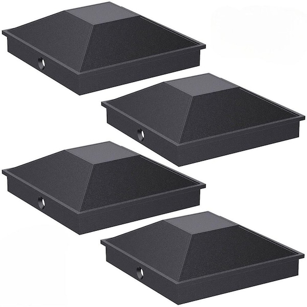 Afoxsos 4x4 Aluminum Metal Fence Post Caps Black with Waterproof Fade ...