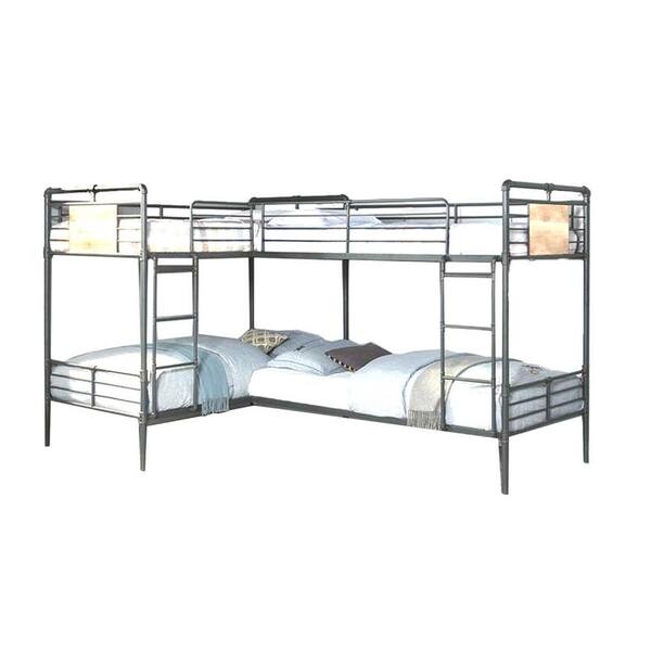 Benjara Black and Bronze Twin Adjustable Bunk Bed with Safety Guard ...