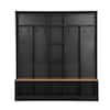 URTR Modern Black Hall Tree with Storage Bench, Shelves, Hooks Wide ...