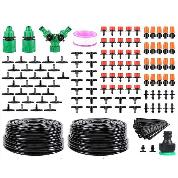 Oyezvary 98 ft. Drip Irrigation Kit w/ 1/4 in. Hose, Adjustable Nozzles ...