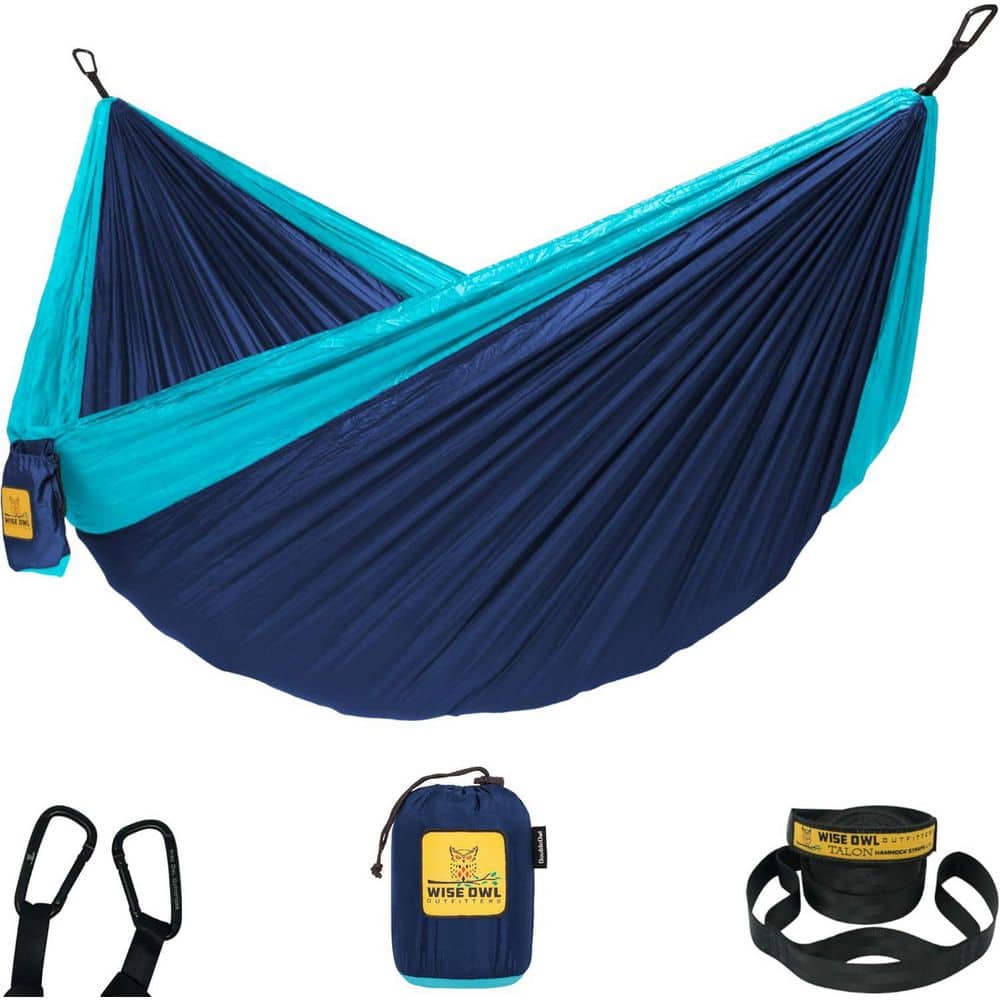 Primehome 2-Person Blue Stripes 12 ft. Heavy-Duty Hammock with Stand ...