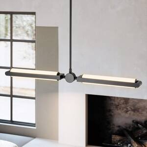 RRTYO Bartow 39 in. 2-Light Modern Black Aluminum Linear Wave-Shaped ...