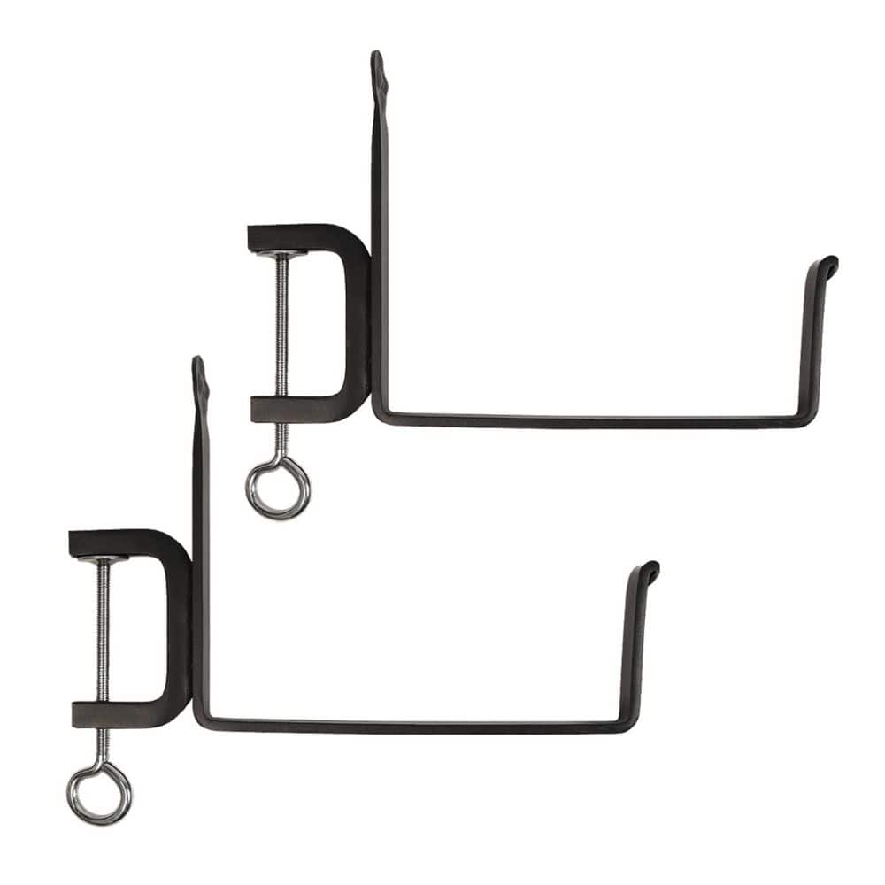 ACHLA DESIGNS Pair of Clamp-On Flower Box Brackets, 8 Inch Wide, Black ...
