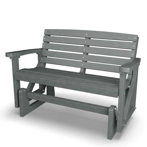 WILDRIDGE Classic 2-Person Dark Gray Plastic Outdoor Glider LCC-209-DG ...