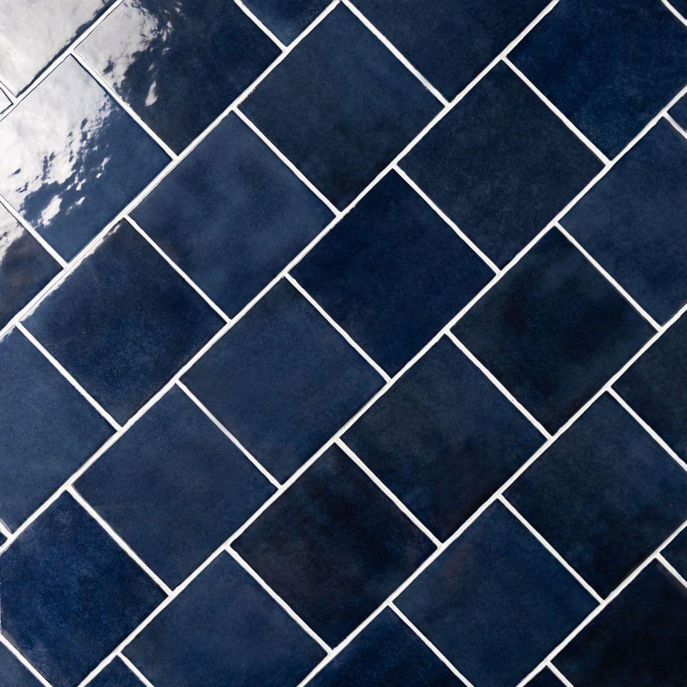 Bedrosians Cloe Subway Glossy Blue 5 in. x 5 in. Handmade-Look Ceramic ...