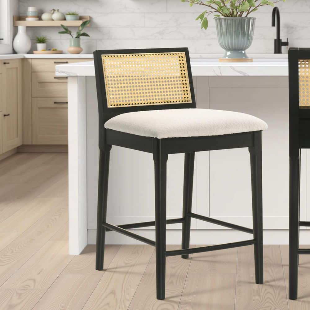 Armen Living Tobias 34.5 in. H Counter Height White / Black Low Back ...