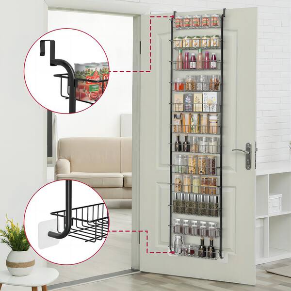 Oumilen 12 Tier Over the Door Hanging Pantry Door Storage with 12 Baskets Behind the Closet Door Storage Black HD 533 WELA The Home Depot