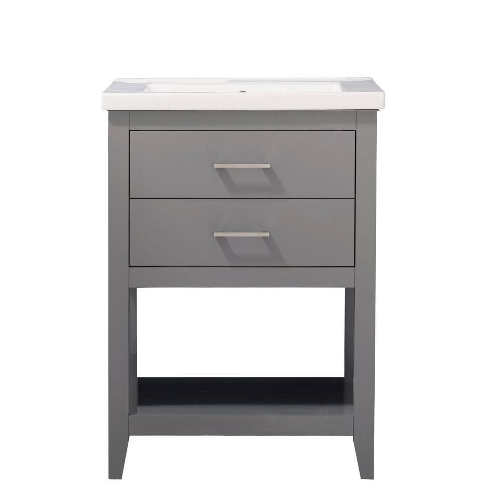 Design Element Cara 24 in. W x 18 in. D Bath Vanity in Gray with ...