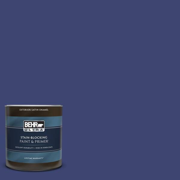 BEHR ULTRA 1 qt. #T18-18 Constellation Blue Satin Enamel Exterior Paint ...