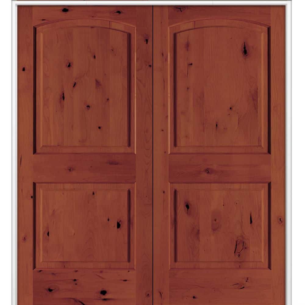 Krosswood Doors 56 in. x 80 in. Rustic 2-Panel Arch Top Universal ...