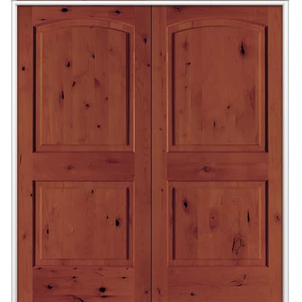 Krosswood Doors 56 in. x 80 in. Rustic 2-Panel Arch Top Universal ...