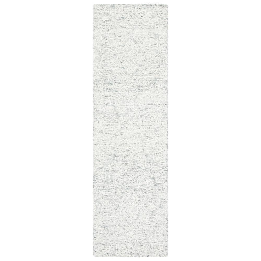 SAFAVIEH Metro Dark Gray/Ivory 2 ft. x 6 ft. Floral Medallion Runner ...