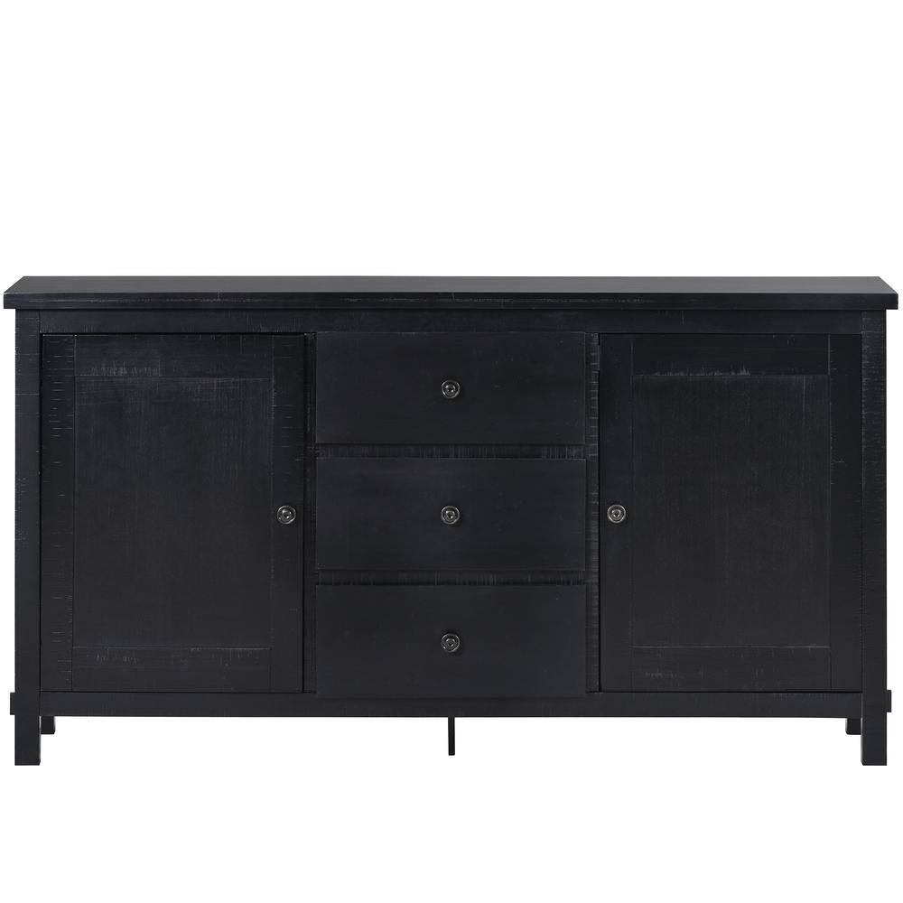 Antique Black Sideboard with 2-Cabinets and 3-Drawers LKL-424-K