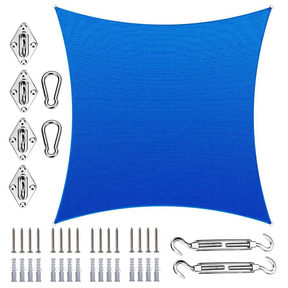 ROYAL SHADE 14 ft. x 14 ft. Square Shade Sail With Hardware Kit-Blue Rk ...