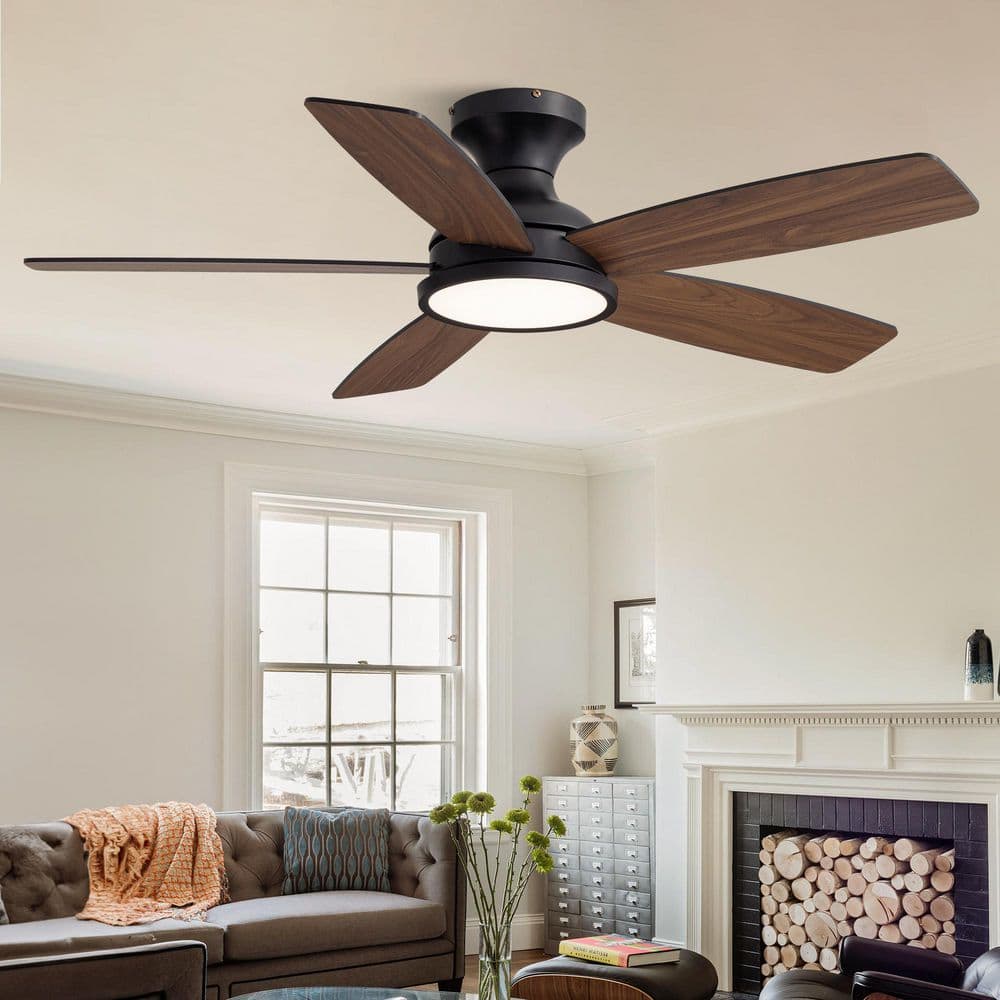 ANTOINE 42 in. Indoor Modern Black Low Profile Flush Mount Standard ...