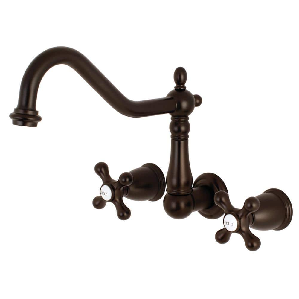 Kingston Brass Heritage 2-Handle Wall-Mount Roman Tub Faucet in Oil ...