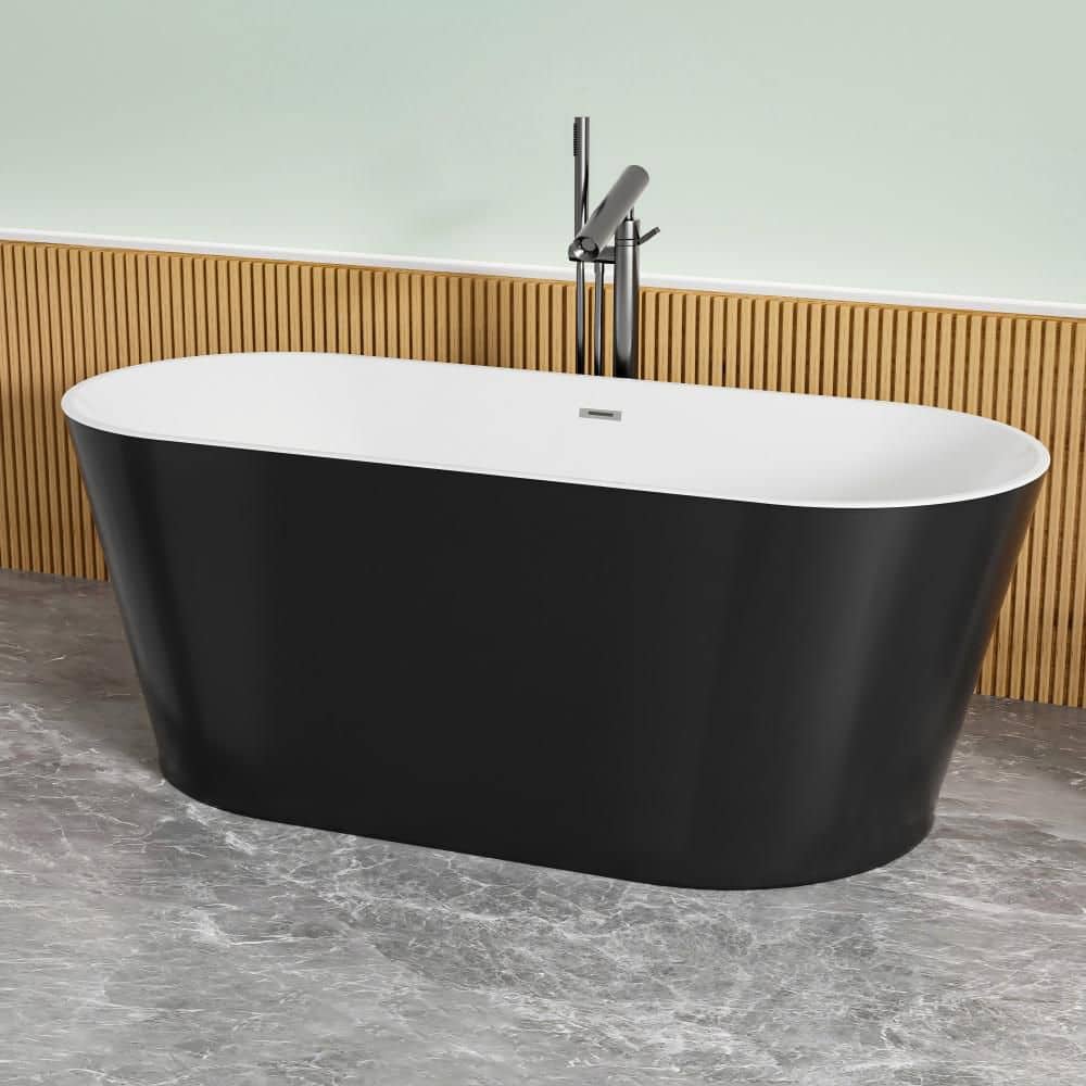 Kuomih 67 in. x 31 in. Acrylic Freestanding Soaking Bathtub with Chrome ...