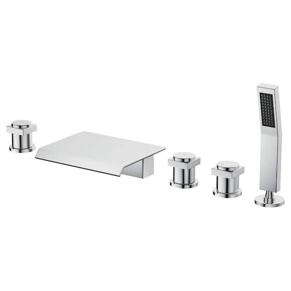 Boyel Living 3-Handle Deck-Mount Waterspout Roman Tub Faucet with ...