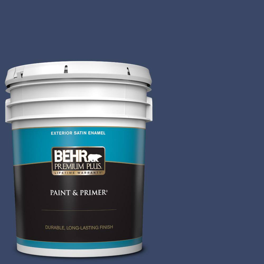 BEHR PREMIUM PLUS 5 gal. #MQ5-14 Bon Nuit Satin Enamel Exterior Paint ...