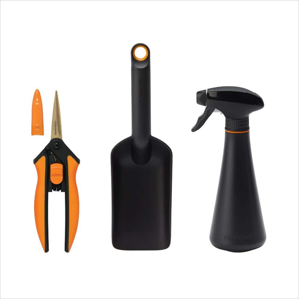 Fiskars Indoor Garden 3-Piece Garden Tool Set-Plant Mister, Soil Scoop ...