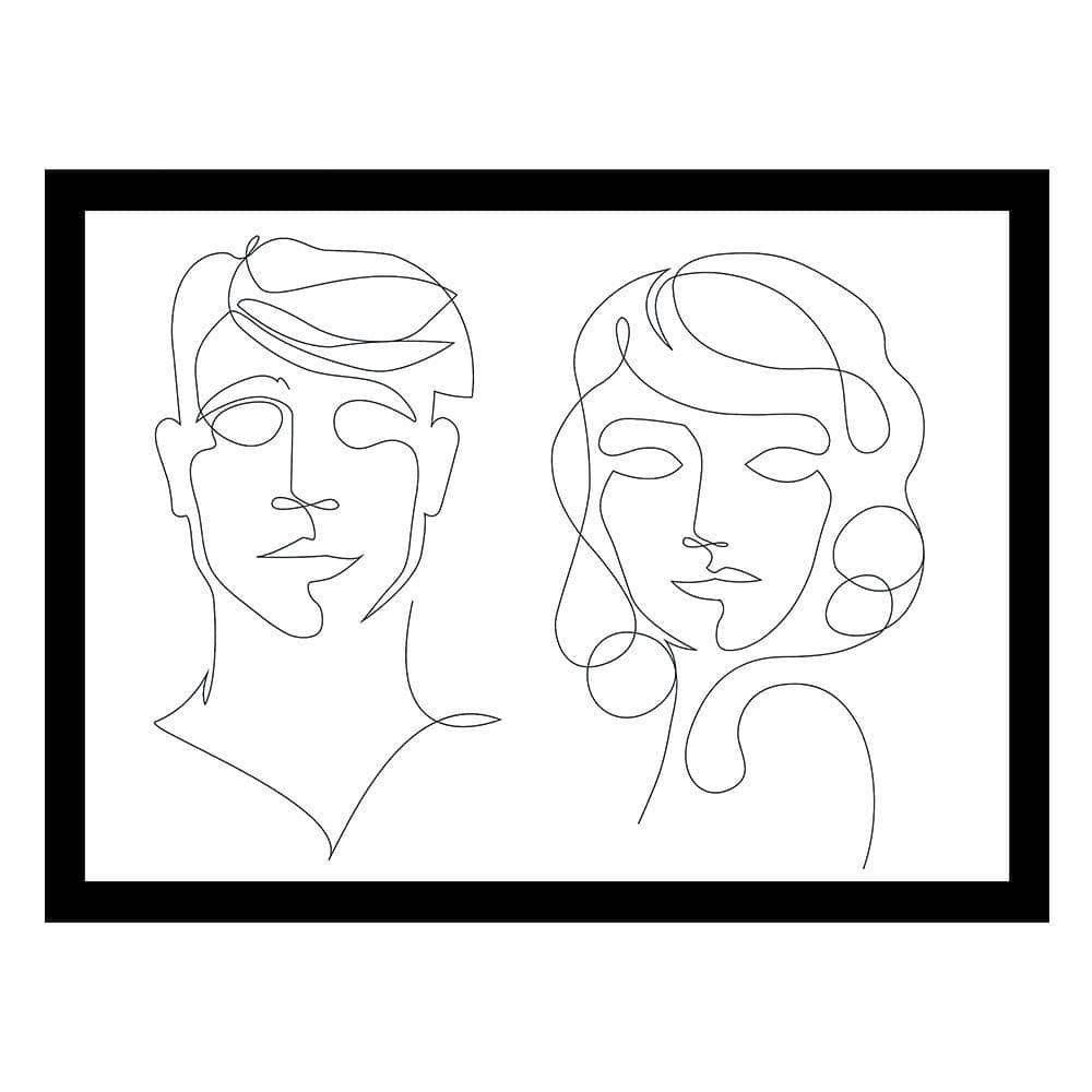 VENICE BEACH Collections MAN & WOMAN LINE ART Framed Print by Unknown 1 ...