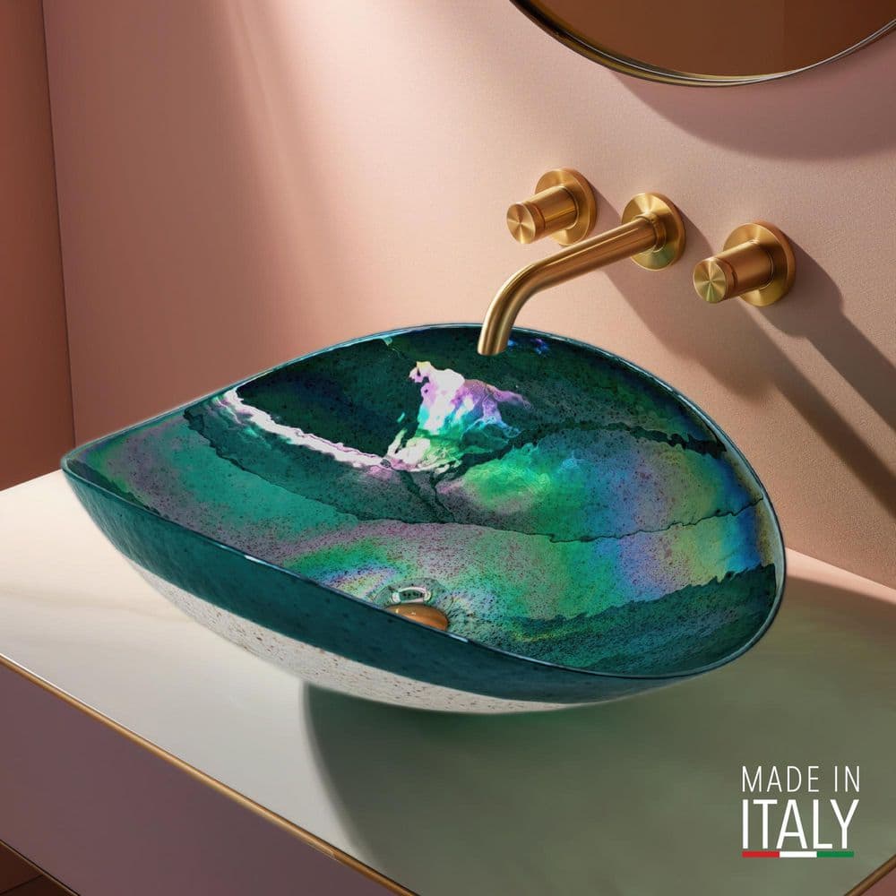 Ruvati Murano 19 in. Vessel Bathroom Sink in Seafoam Green Glass ...