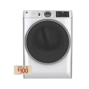 GE 7.8 cu. ft. Smart Front Load Electric Dryer in White with Sanitize ...