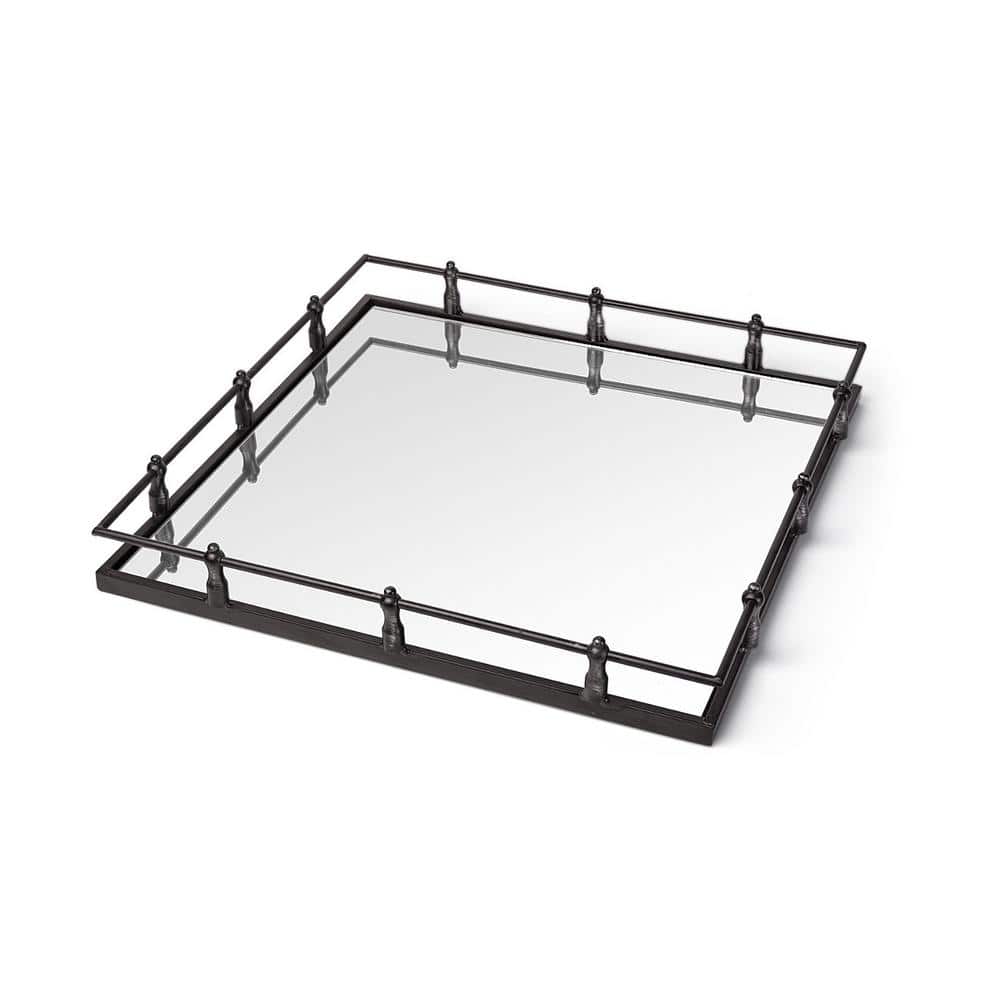 HomeRoots Silver Square Metal 22 in. Decorative Tray 2000376036 - The ...