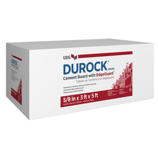 USG Durock Brand 5/8 in. x 3 ft. x 5 ft. Cement Board 172967 - The Home ...