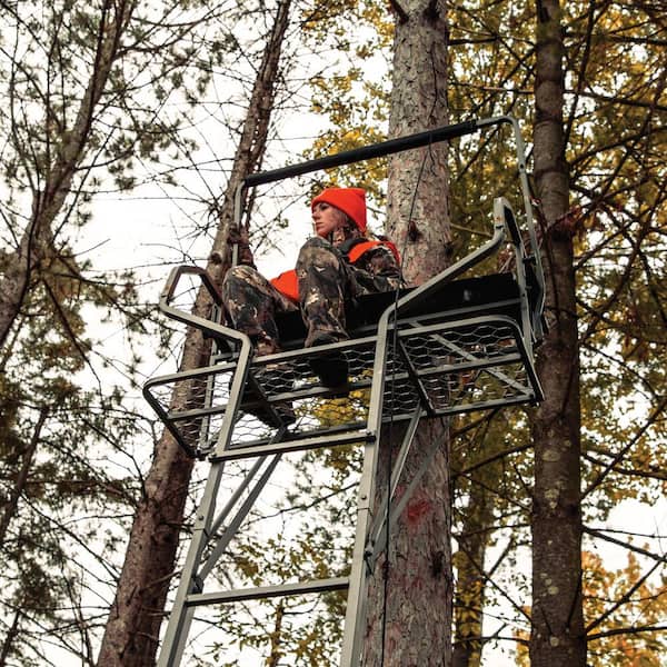 Tree Stand Wood Platform DIY Elevated Deer Stand With Two Trees