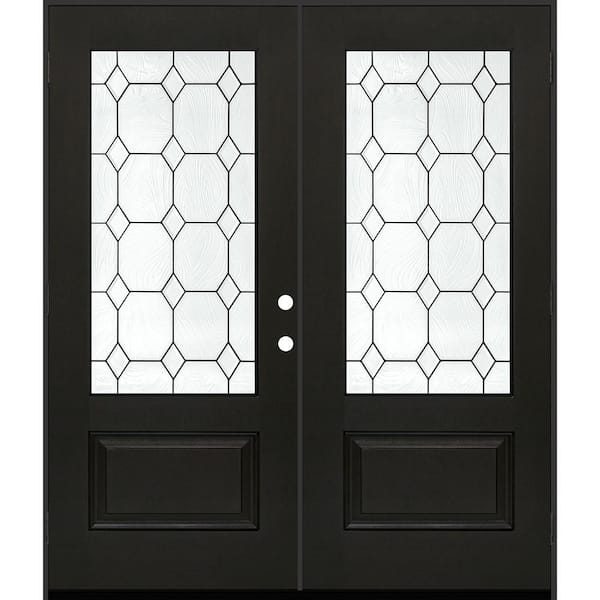 Krosswood Doors Faux Pivot 72 in. x 79 in. Right-Active Inswing 3-Lite ...