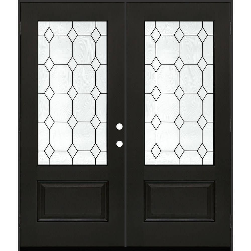 Steves & Sons Regency 72 in. x 80 in. 3/4L Marquise Glass RHOS Onyx ...