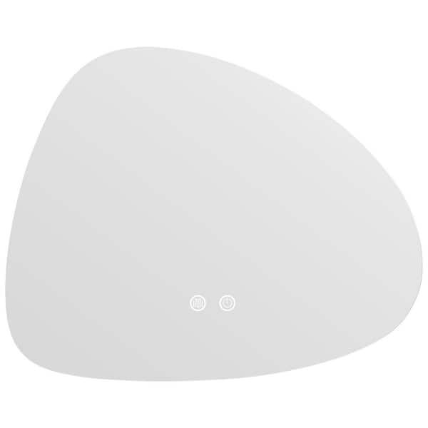 WallBeyond 20 in. W x 25 in. H Pebble Shape Framless LED Asymmetric ...