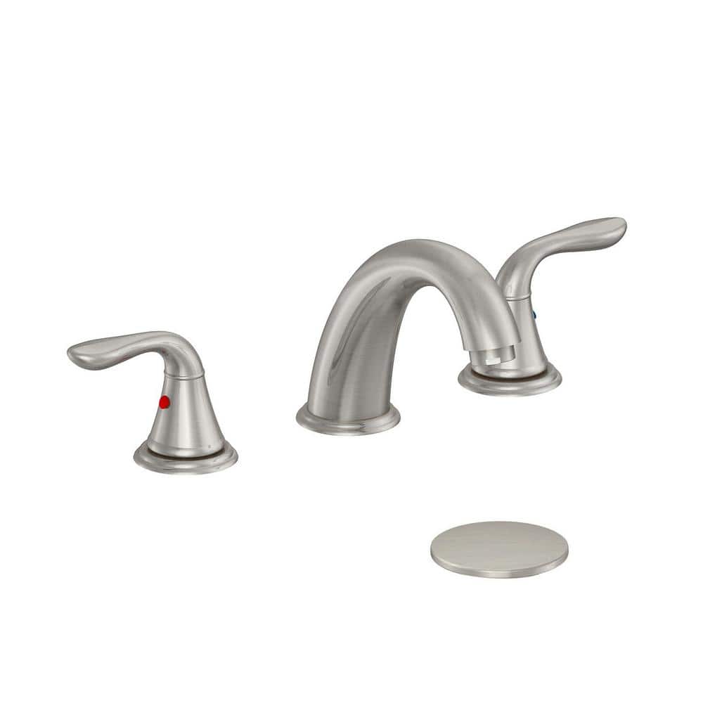 Glacier Bay Ivie 8 in. Widespread 2-Handle Bathroom Faucet in Brushed ...