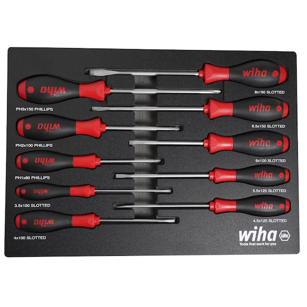 Wiha SoftFinish Cushion Grip Screwdriver Tray Set (10-Piece) 30280 ...