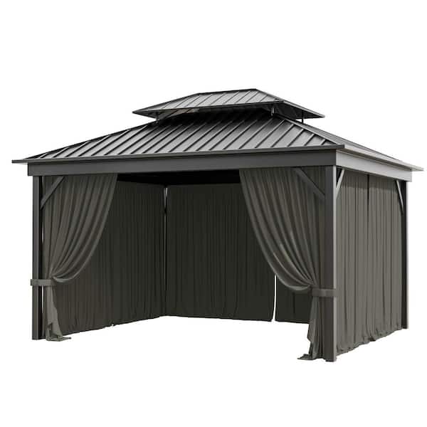 Kimunuk 10 ft. x 12 ft. Universal Outdoor Privacy Curtains, Gazebo ...