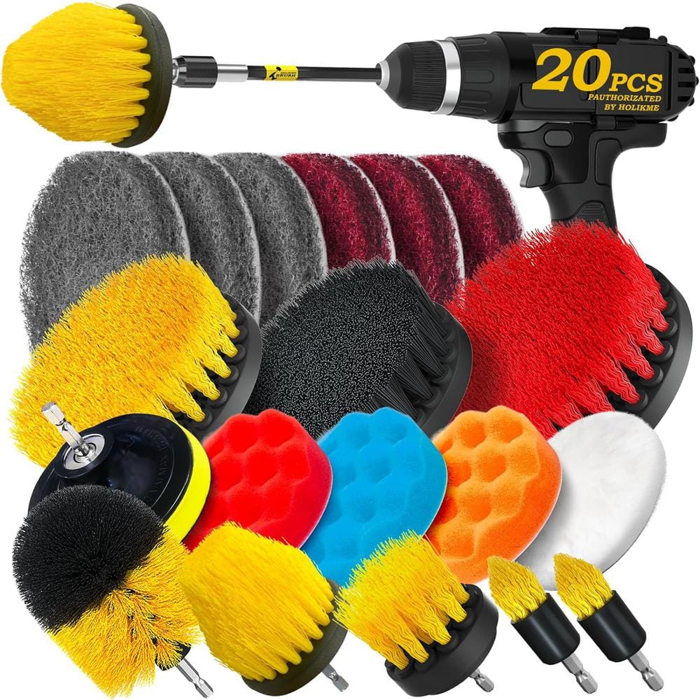 ITOPFOX 2 in. W Drill Scrubbing Pads Attachments Set with Extend Long ...