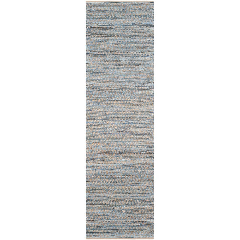 SAFAVIEH Cape Cod Natural/Blue 2 ft. x 6 ft. Gradient Striped Runner ...