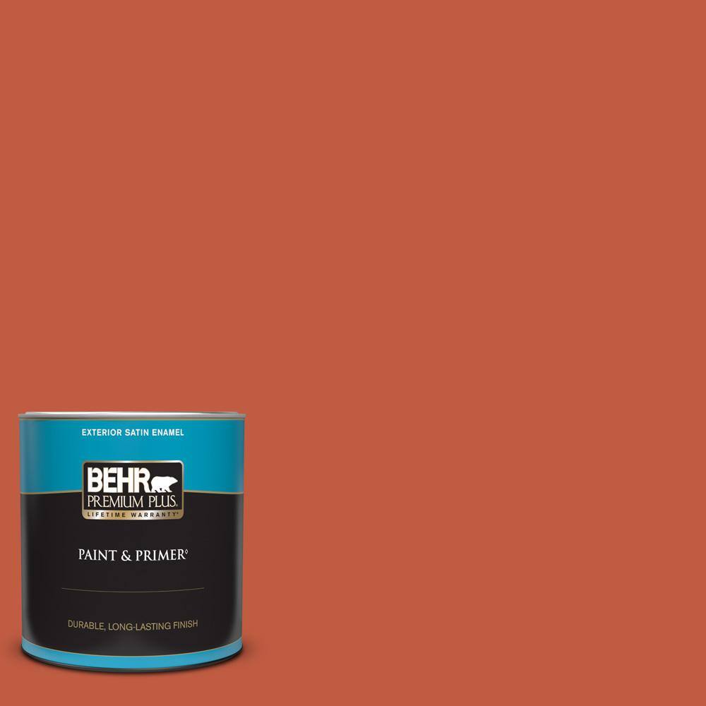 BEHR PREMIUM PLUS 1 qt. #M180-7 Deep Fire Satin Enamel Exterior Paint ...