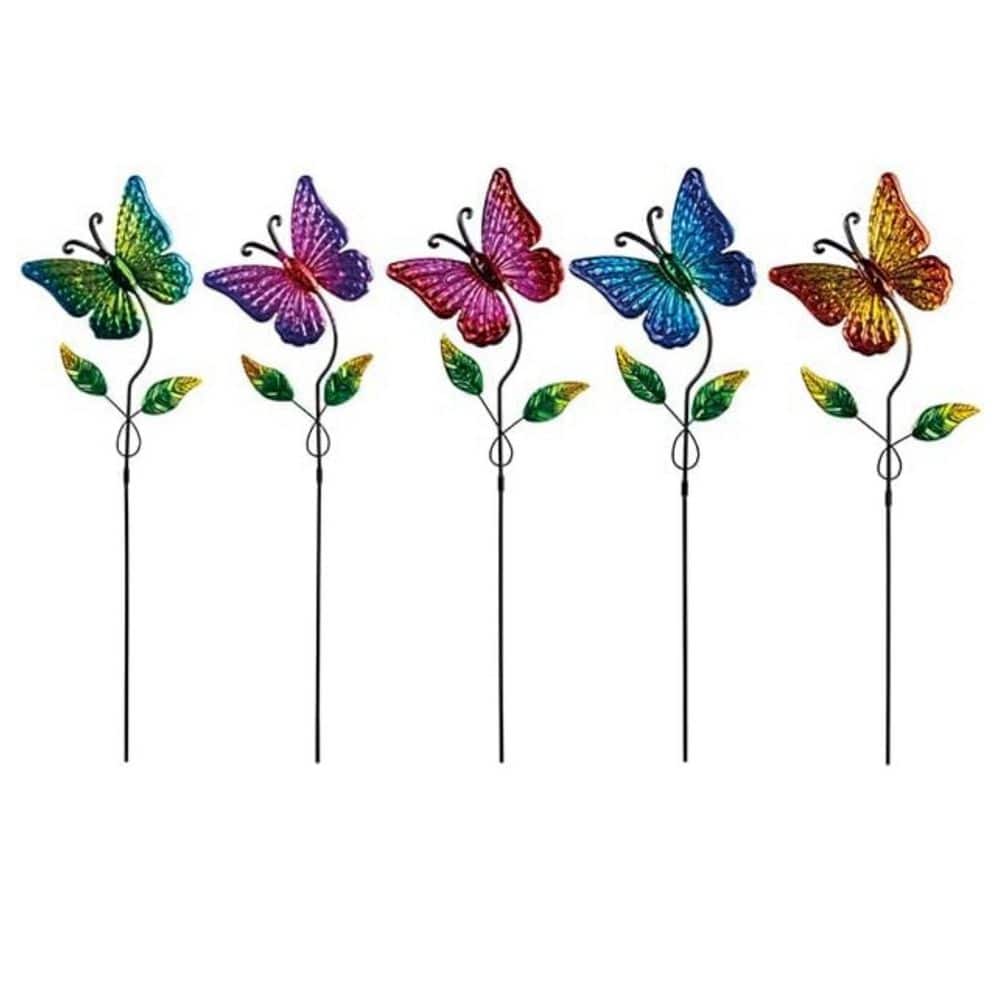 5-Pack Butterfly Metal Garden Stakes-Decorative Outdoor Decor for Patio ...
