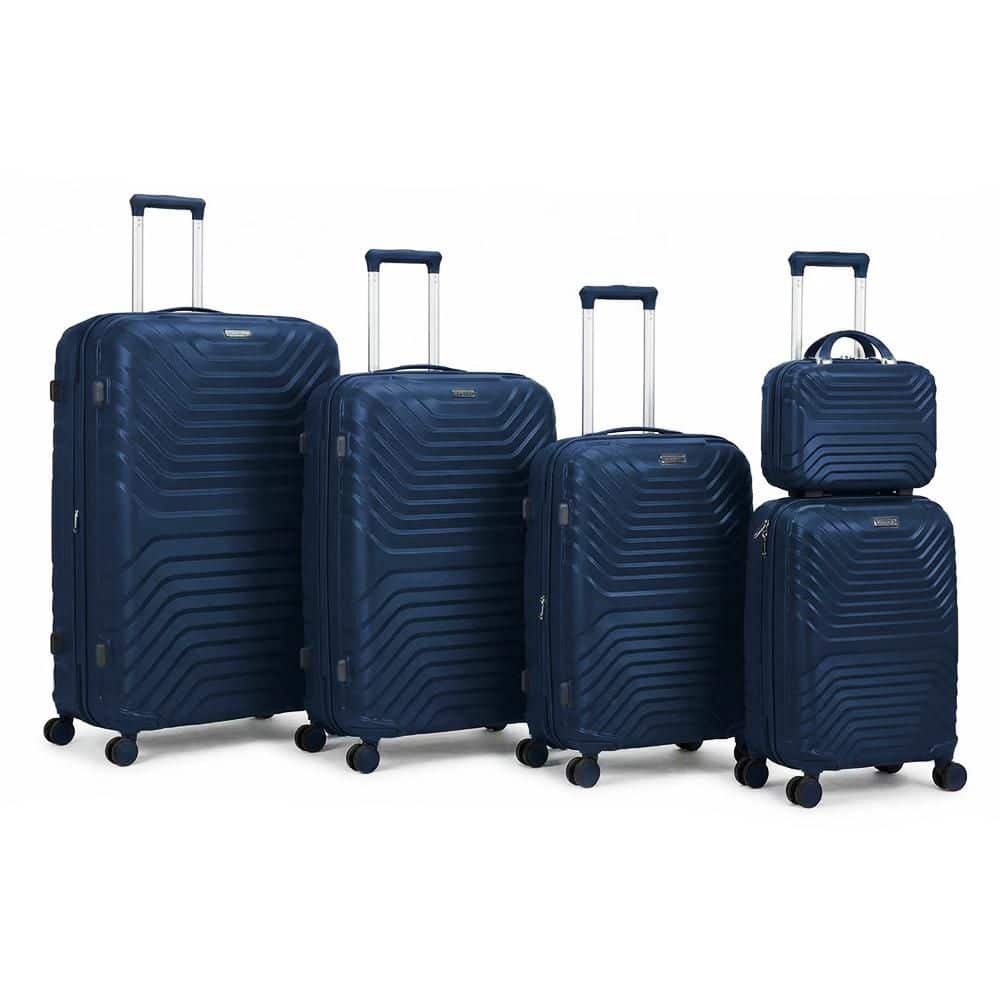 HIKOLAYAE 5-Piece PP Lake Blue Hardside Spinner Luggage Set Travel ...